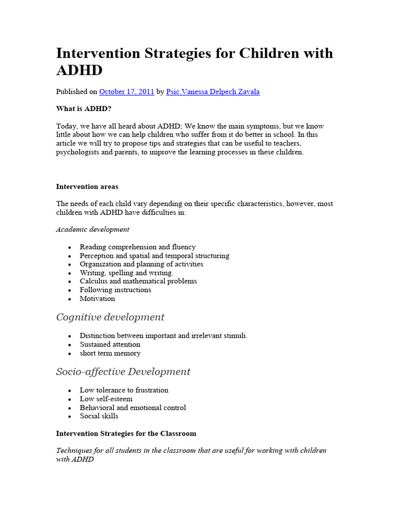 Intervention Strategies For Children With ADHD | PDF | Attention ...