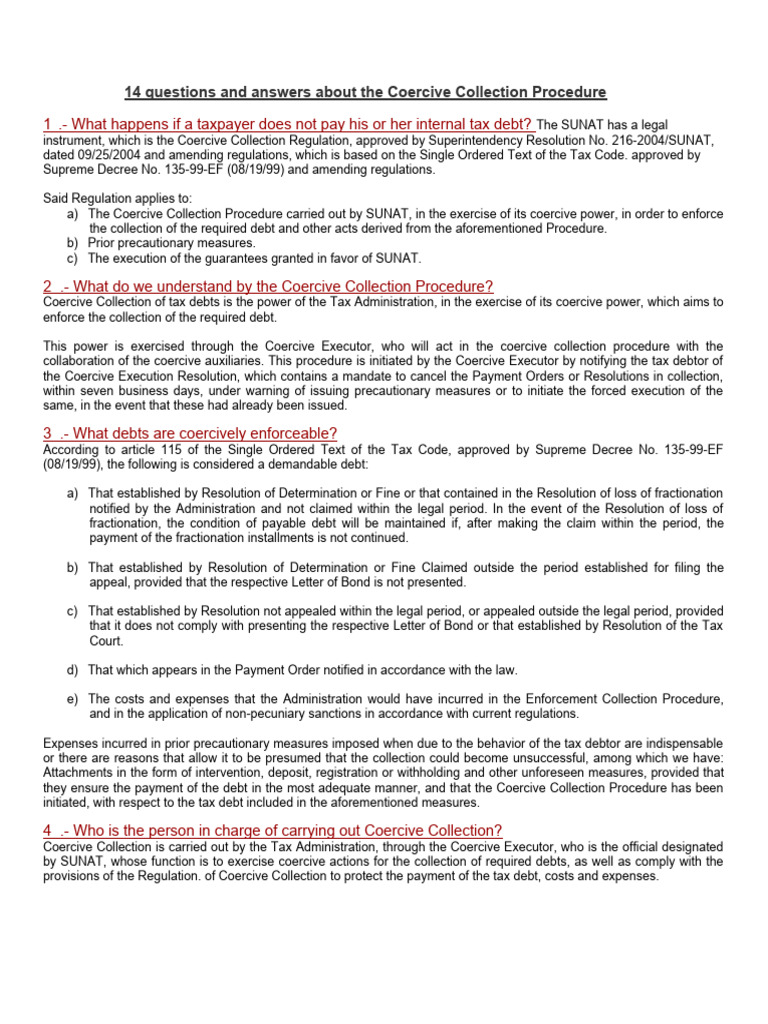 14 Questions and Answers About The Enforcement Collection Procedure ...