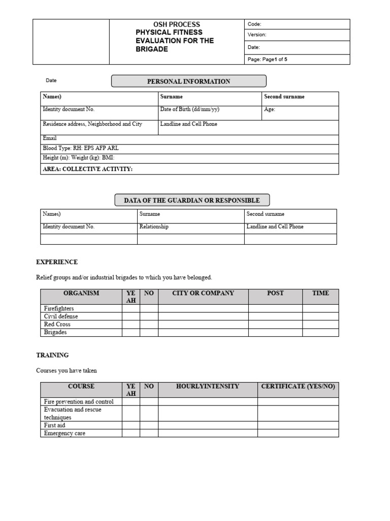 SST-FT-BR-01 Physical Fitness Sheet For Brigadier | PDF | Physical ...