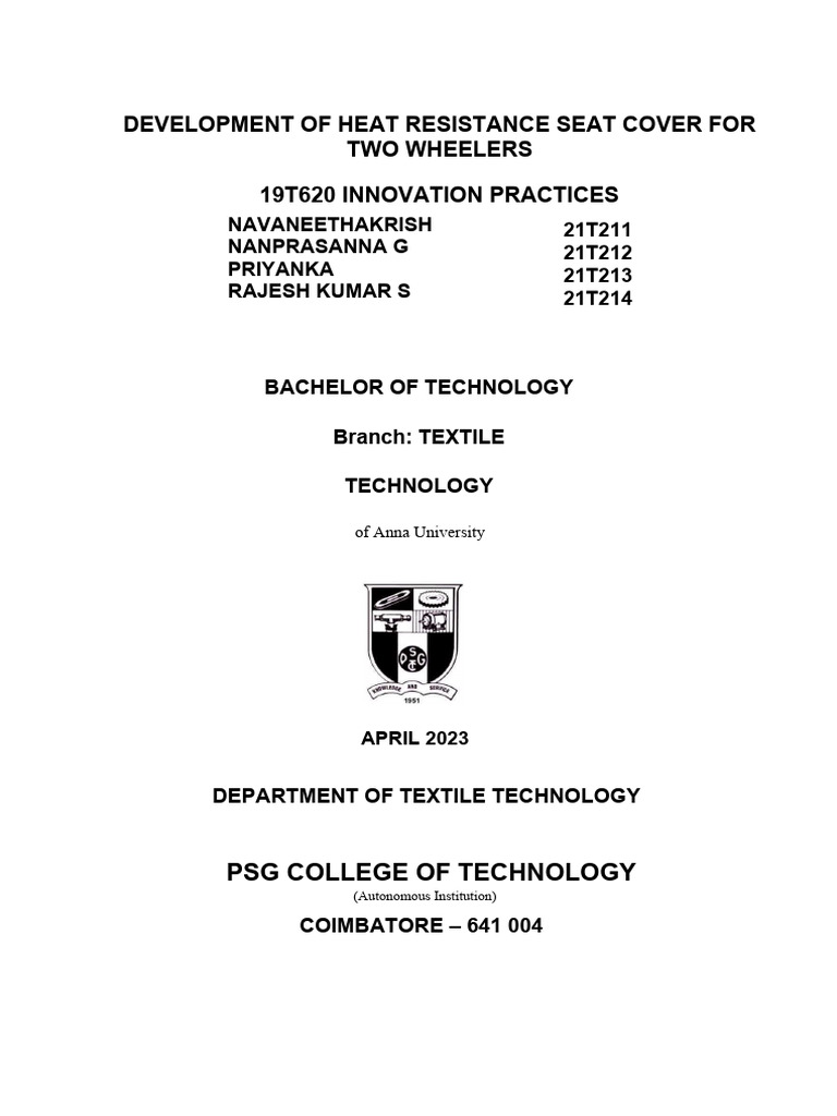 IP Report | PDF | Textiles | Nonwoven Fabric