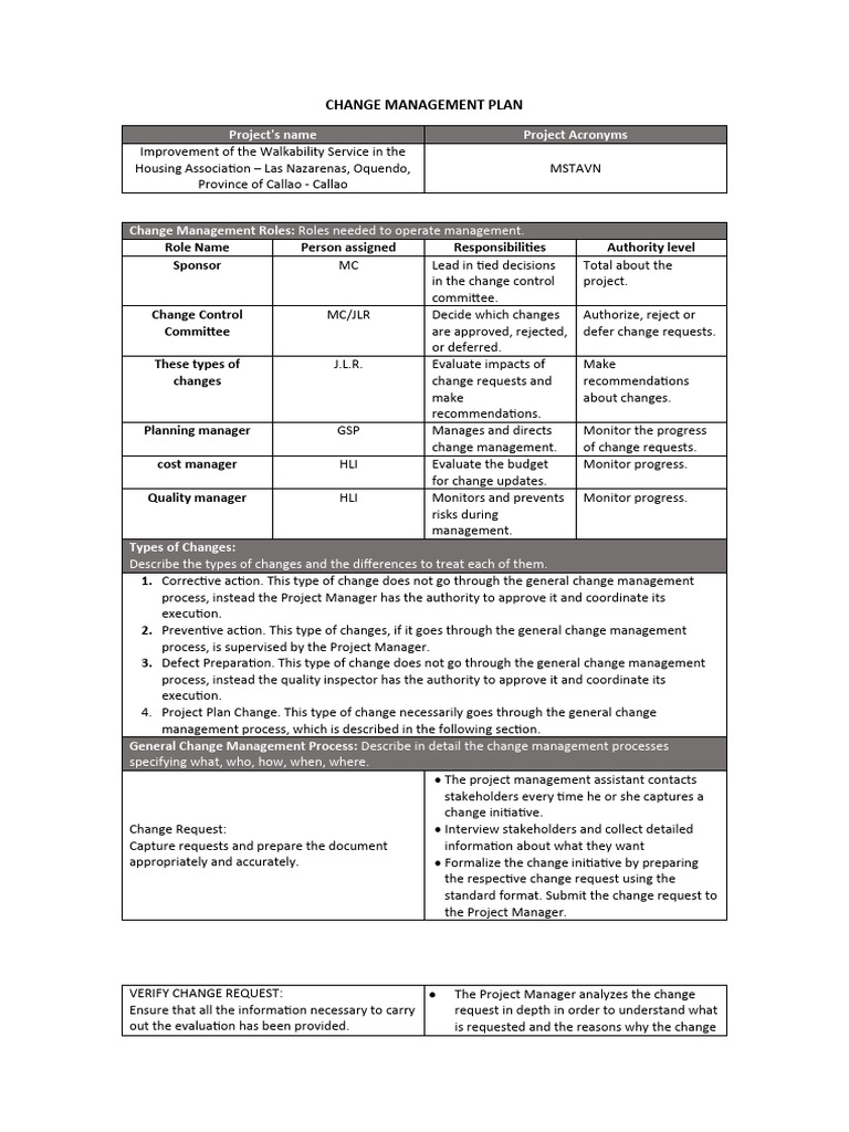 Change Management Plan | PDF | Project Management