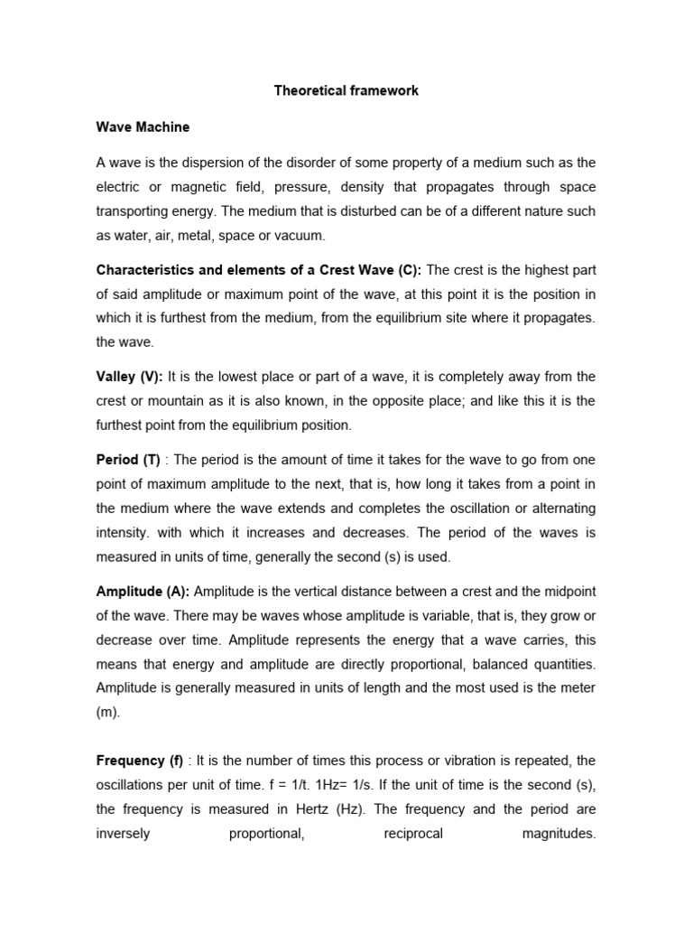 Theoretical Framework Wave Machine | PDF | Waves | Frequency