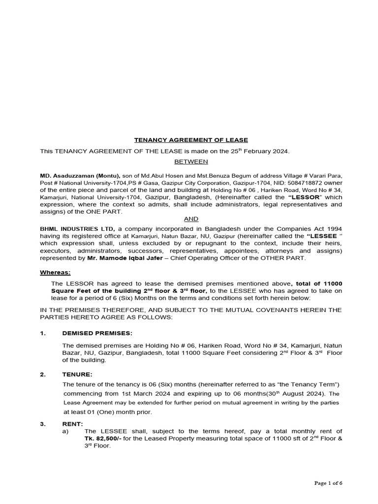 New Warehouse Lease Agreement 26-02-2024 | PDF | Lease | Renting