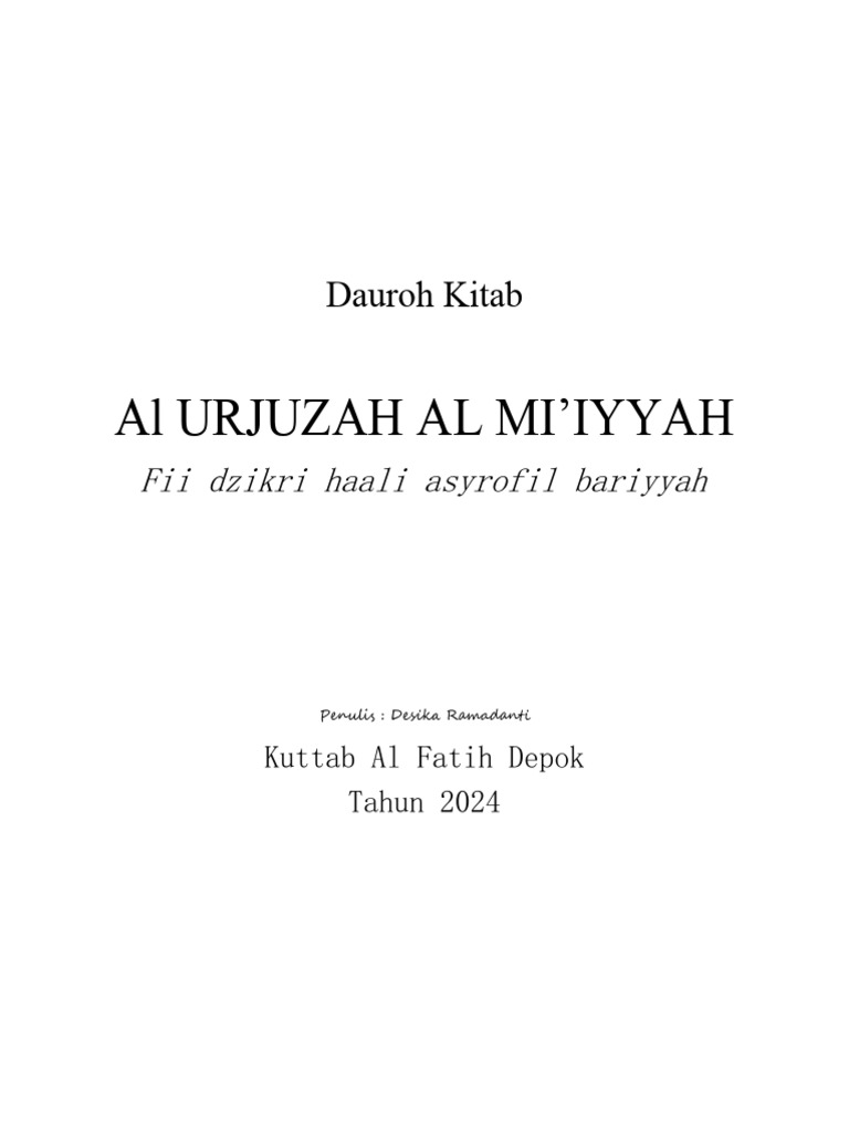 Dauroh Kitab Al Urjuzah Mi'iyyah-2 | PDF | Agama & Spiritualitas