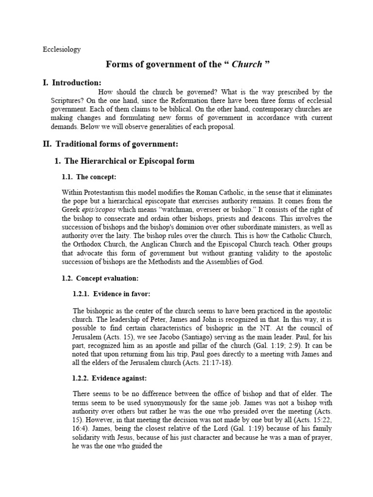 Forms of Government | PDF | Bishop | Elder (Christianity)