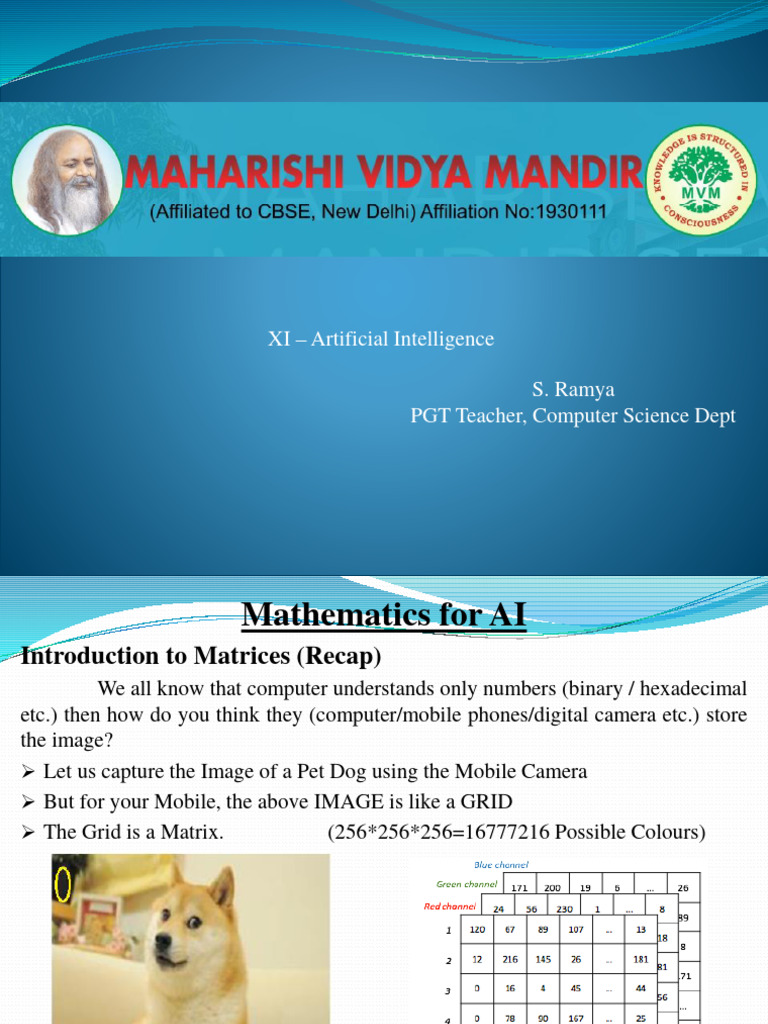 Artificial Intelligence (Unit - 2) - Class - XI | PDF | Matrix (Mathematics) | Databases