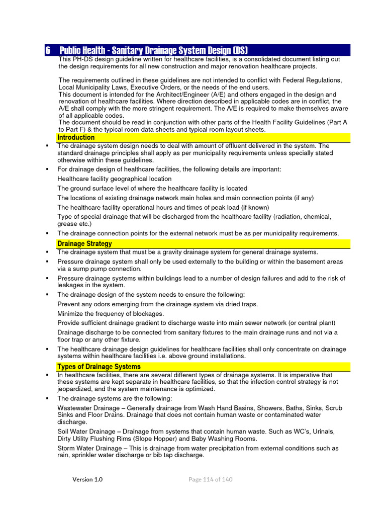 Healthcare Facility Drainage Design Guide | PDF | Pipe (Fluid ...