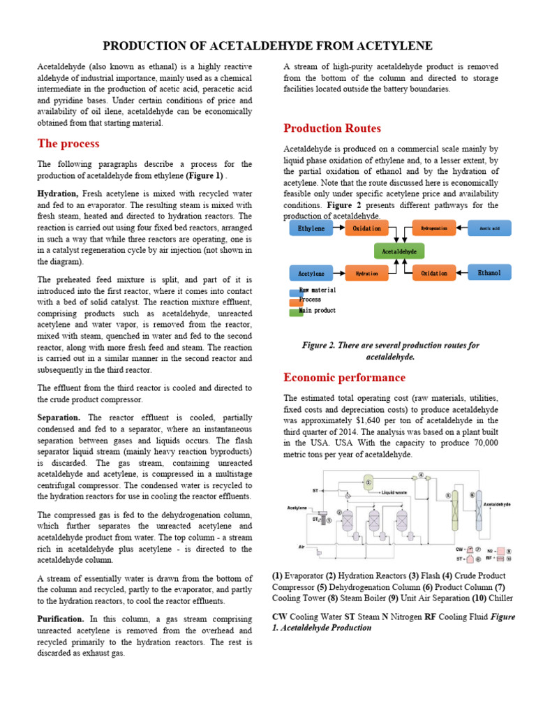 Production of Acetaldehyde From Acetylene | PDF | Chemical Reactor ...