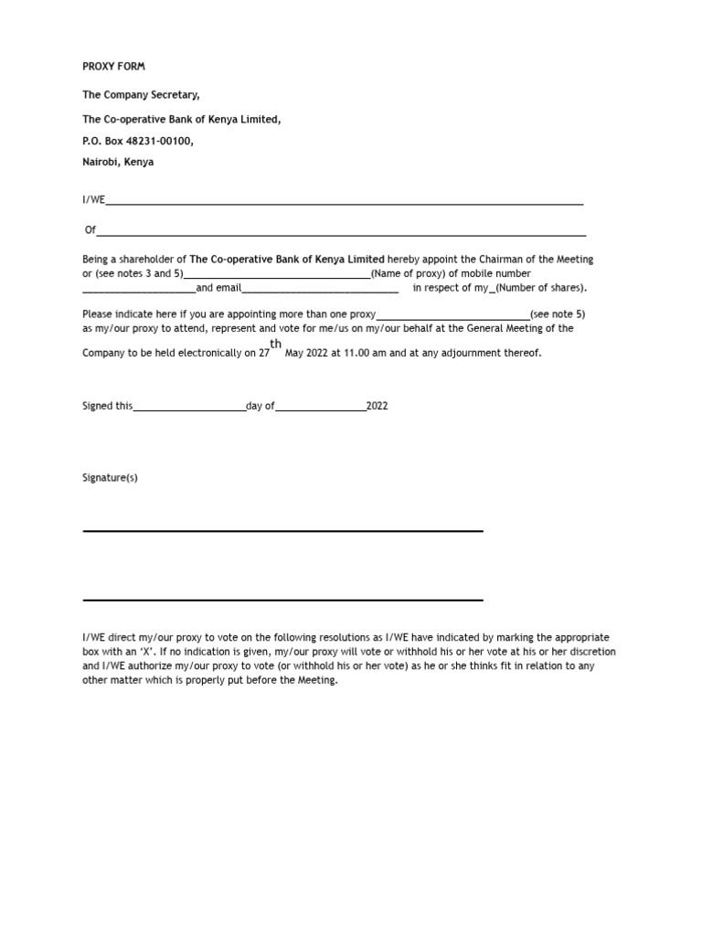 Agm Proxy Form 2022 | PDF | Proxy Voting | Government