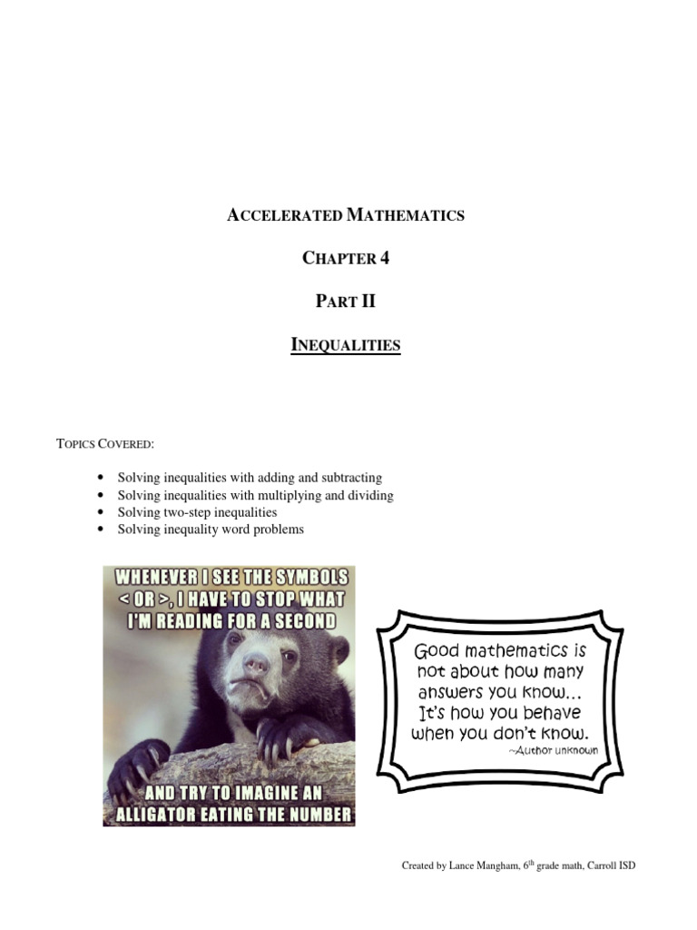 Chapter 4B Inequalities | PDF | Inequality (Mathematics) | Numbers