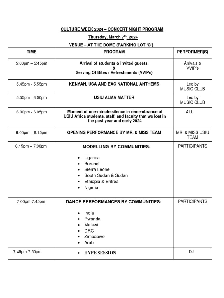 CW 2024 - Concert Night Program | PDF
