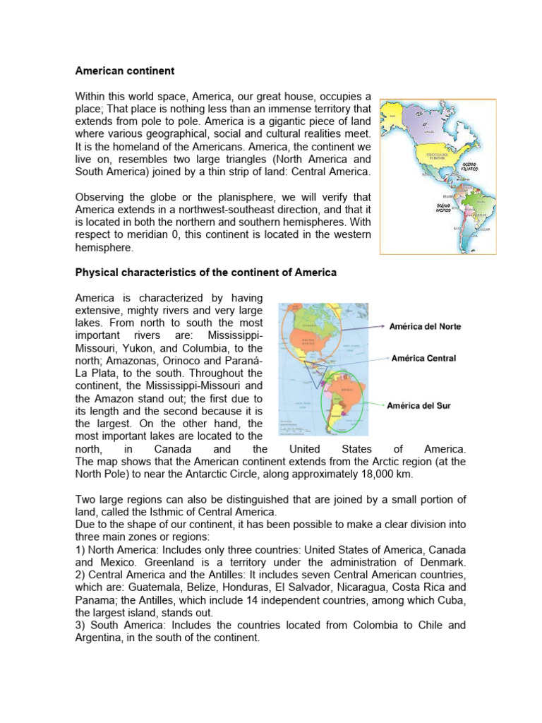 American Continent | PDF | Central America | Temperate Climate