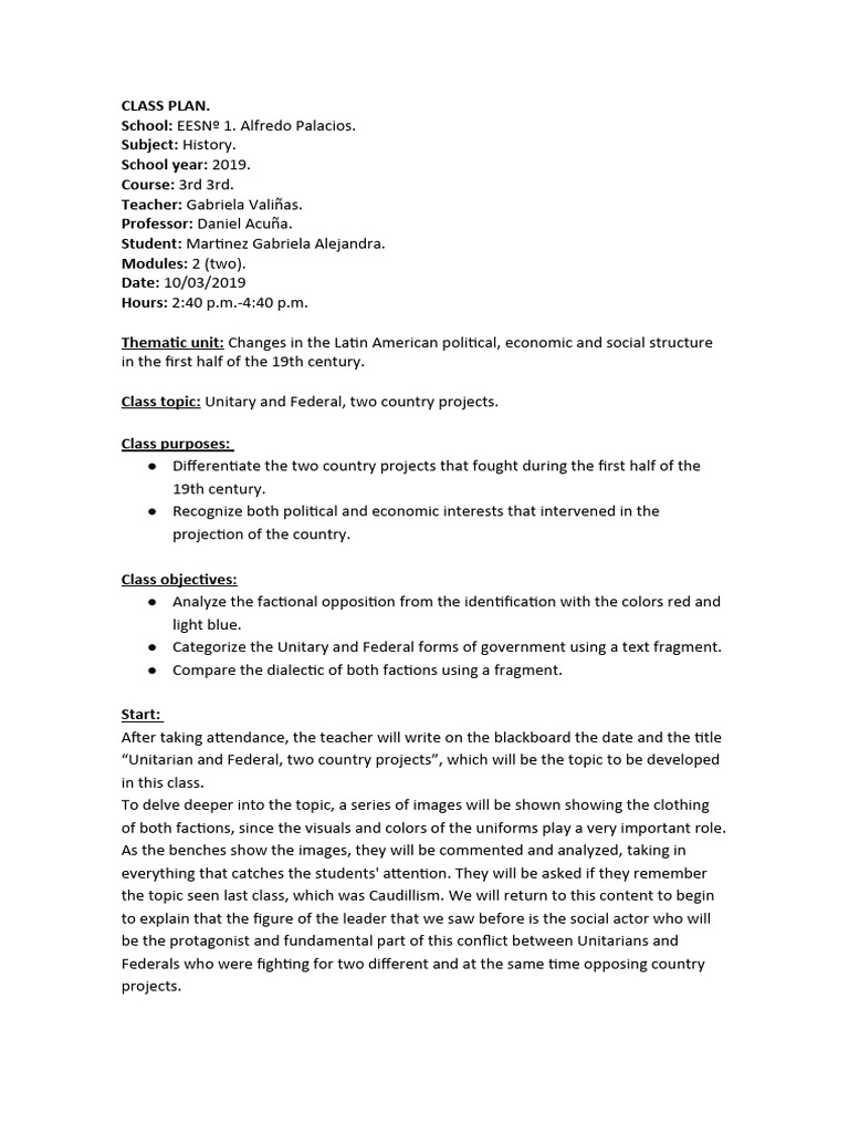 Unitary and Federal Class Plan | Download Free PDF | Argentina