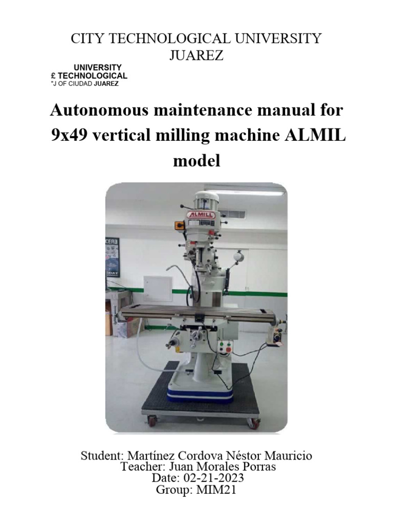 Autonomous Maintenance - Milling Machine | PDF | Manufactured Goods ...