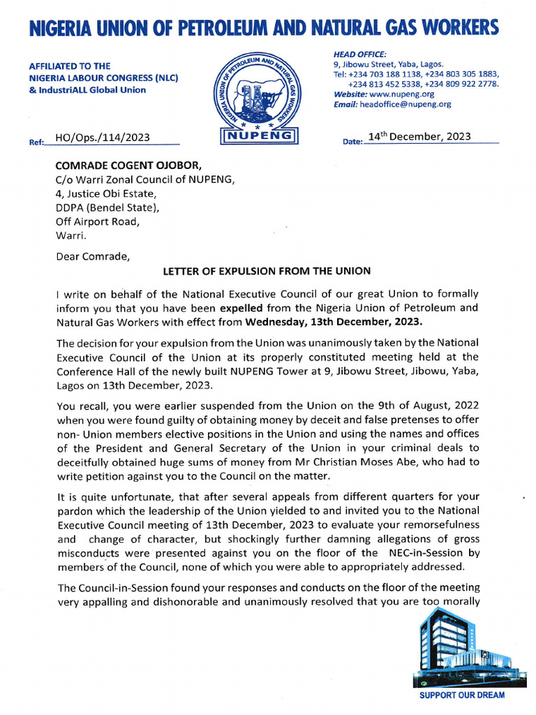 Cogent Expulsion Letter 20231215 0001 | PDF | Law