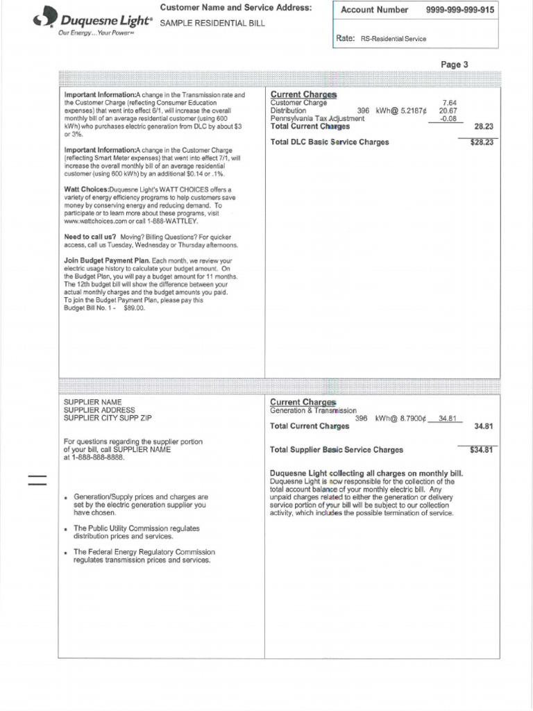 Utility Bill Template | PDF