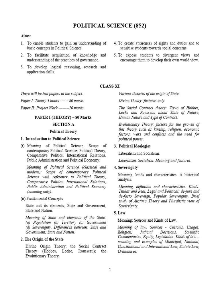 Political Science Curriculum Guide | PDF | Political Philosophy | Theory