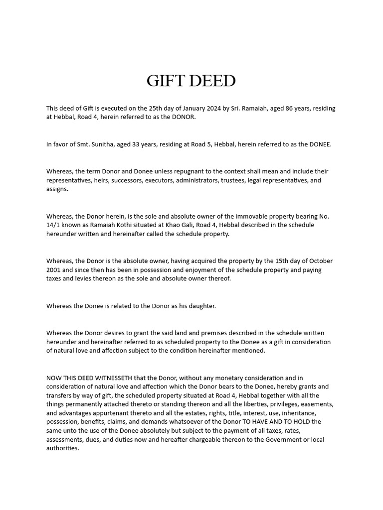 Deed of Gift Deed | Download Free PDF | Property | Deed