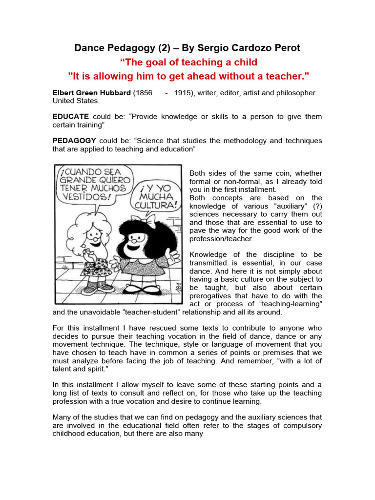Dance Pedagogy | Download Free PDF | Pedagogy | Knowledge