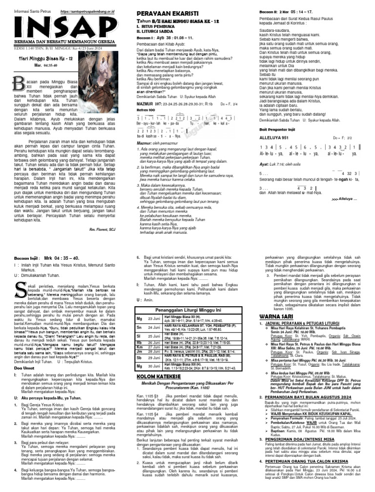 Insap Minggu 23 Juni 2024 | PDF