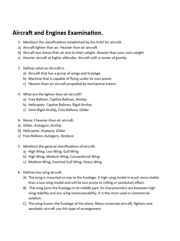Aircraft and Engines Examination | PDF | Aircraft | Monoplane