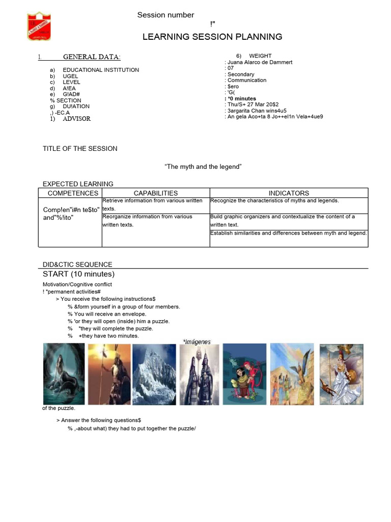 Myths and Legends Learning Session | PDF | Legends | Noun