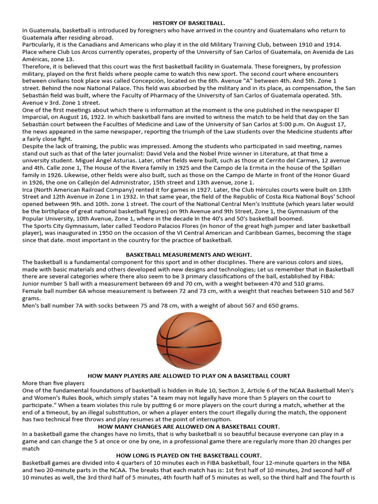 Basketball History | PDF | Guatemala | Sports