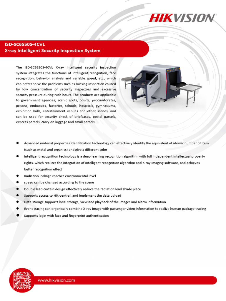 Spec of ISD SC6550S 4CVL 2022 | PDF | X Ray | Camera