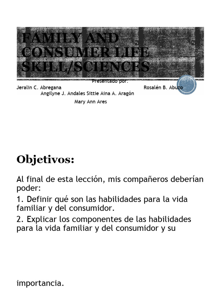 Habilidades para la Vida Familiar y del Consumidor | PDF | Educación de ...