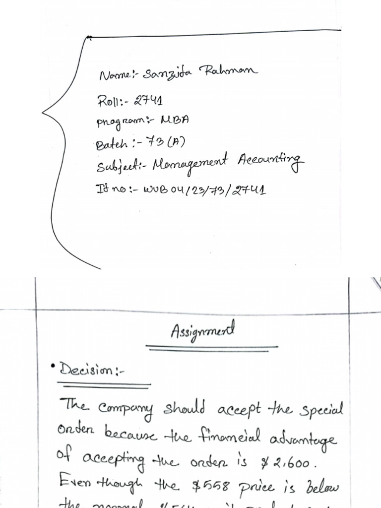 Management Acc. Assignment | PDF