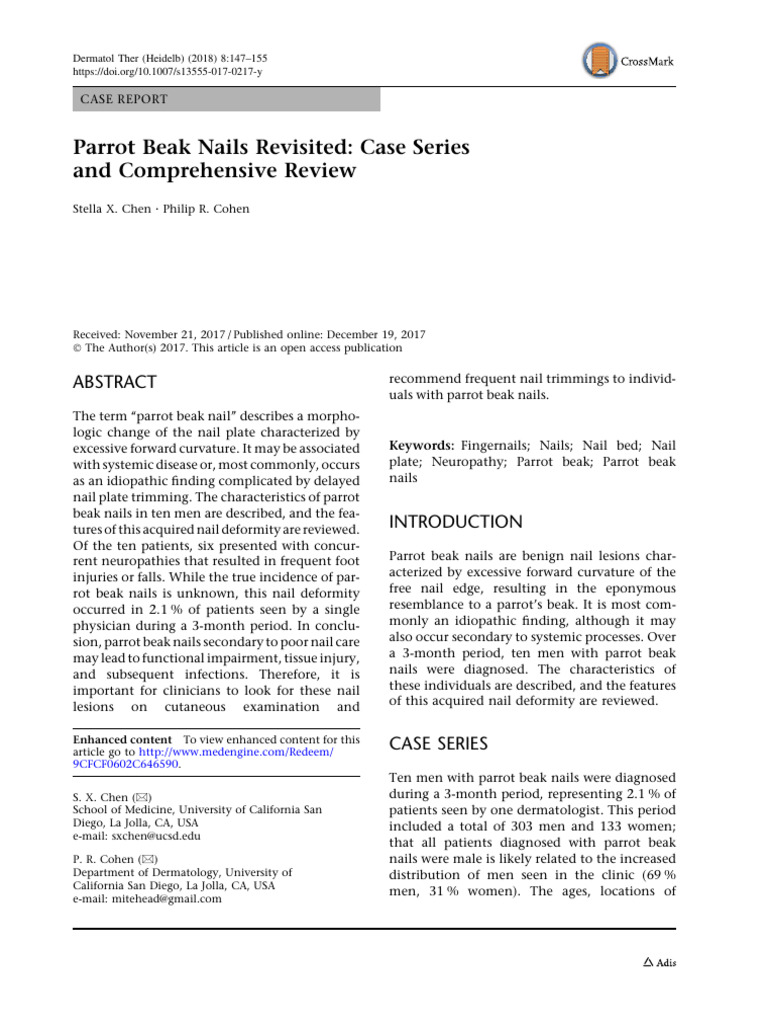 Parrot Beak Nails | PDF | Nail (Anatomy) | Peripheral Neuropathy