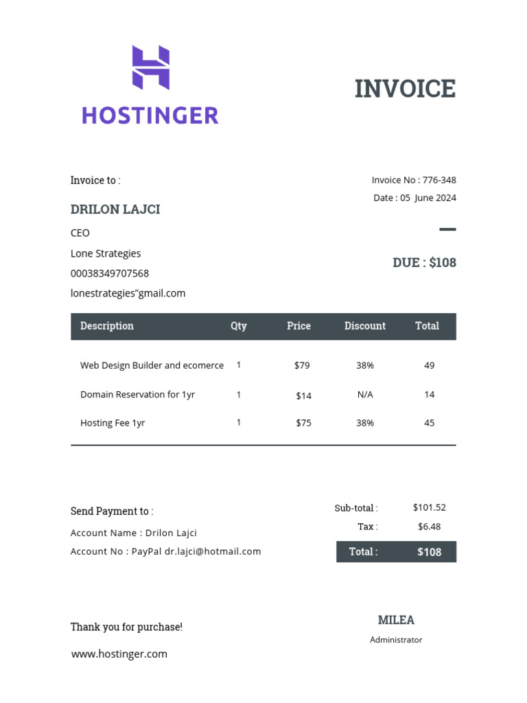 Hostinger Invoice | PDF