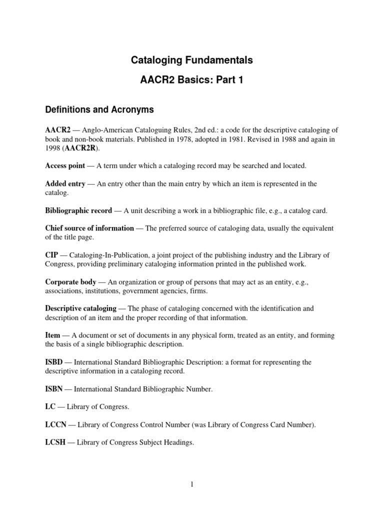 Cataloguing Fundamental | PDF | Library Science | Information Science