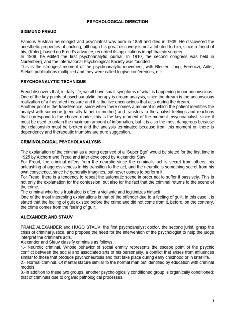 Psychological Direction | PDF | Psychoanalysis | Psychology