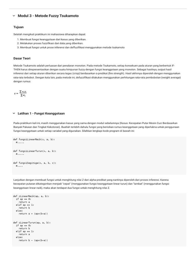Modul 3 - Metode Fuzzy Tsukamoto | PDF Modul 3 - Metode Fuzzy Tsukamoto | PDF