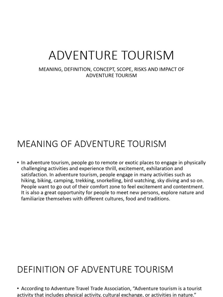 Concept of Adventure Tourism | PDF | Tourism | Adventure Travel