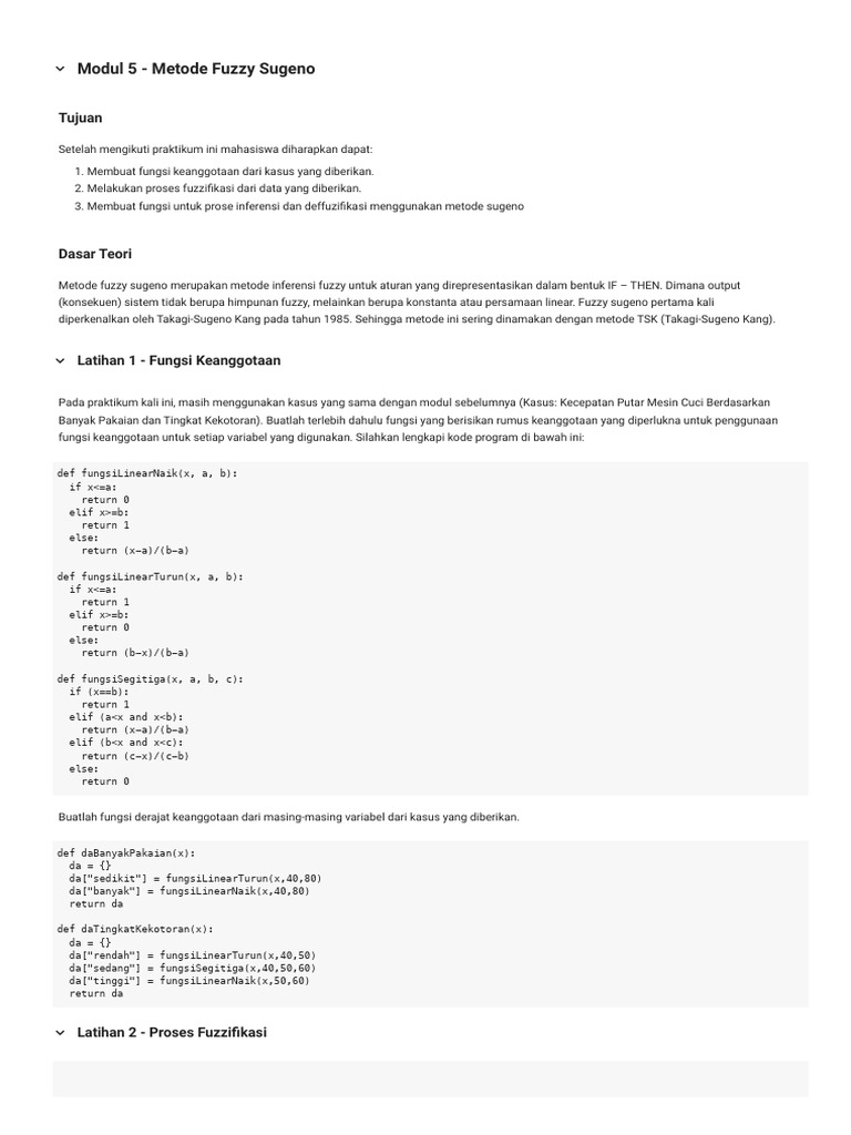 Metode Fuzzy Sugeno untuk Inferensi | PDF