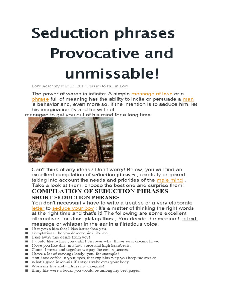 Seduction Phrases | PDF | Seduction | Kiss