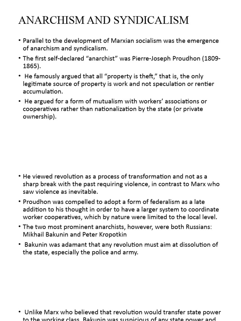 Anarchism and Syndicalism | PDF | Anarchism | Anarchist Theory