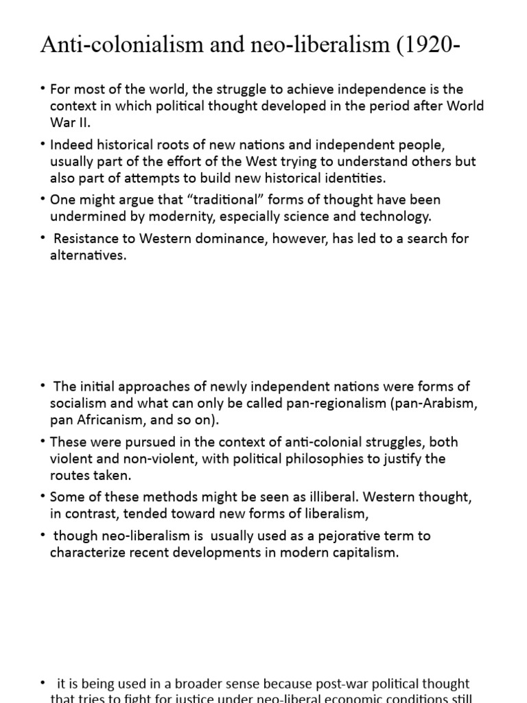 Anti-Colonialism vs. Neo-Liberalism Analysis | PDF | Socialism | Capitalism