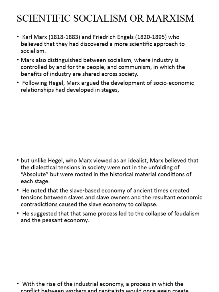 Scientific Socialism or Marxism | PDF | Karl Marx | Communism