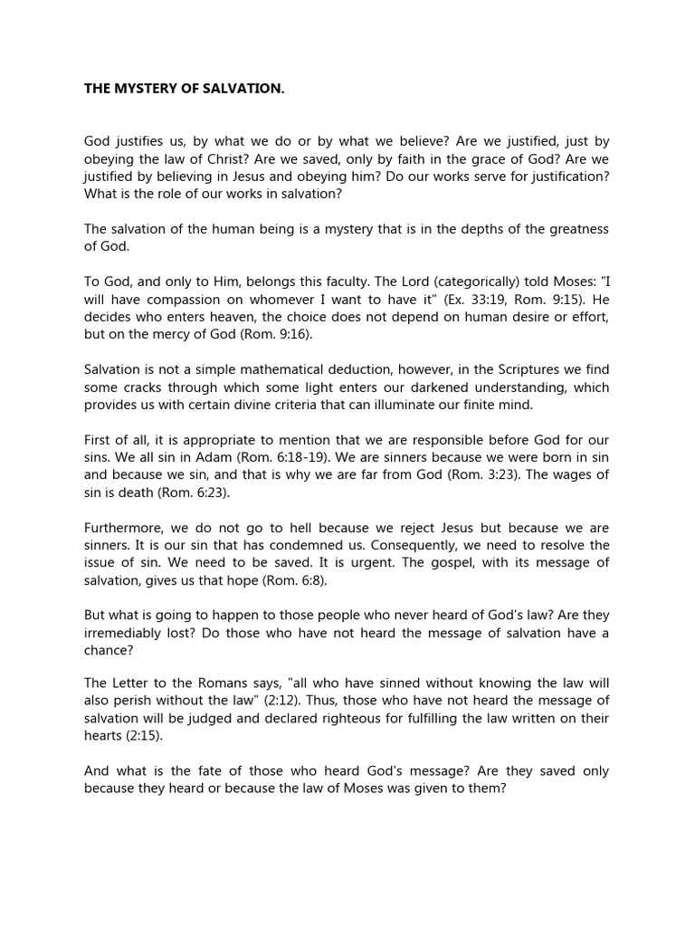 The Mystery of Salvation | PDF | Salvation | Justification (Theology)