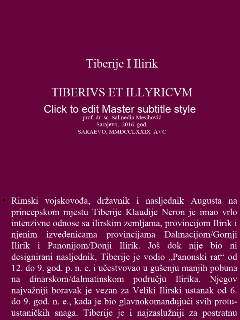 Prezentacija I Referat Tiberije I Ilirik Za Skup VKBI | PDF