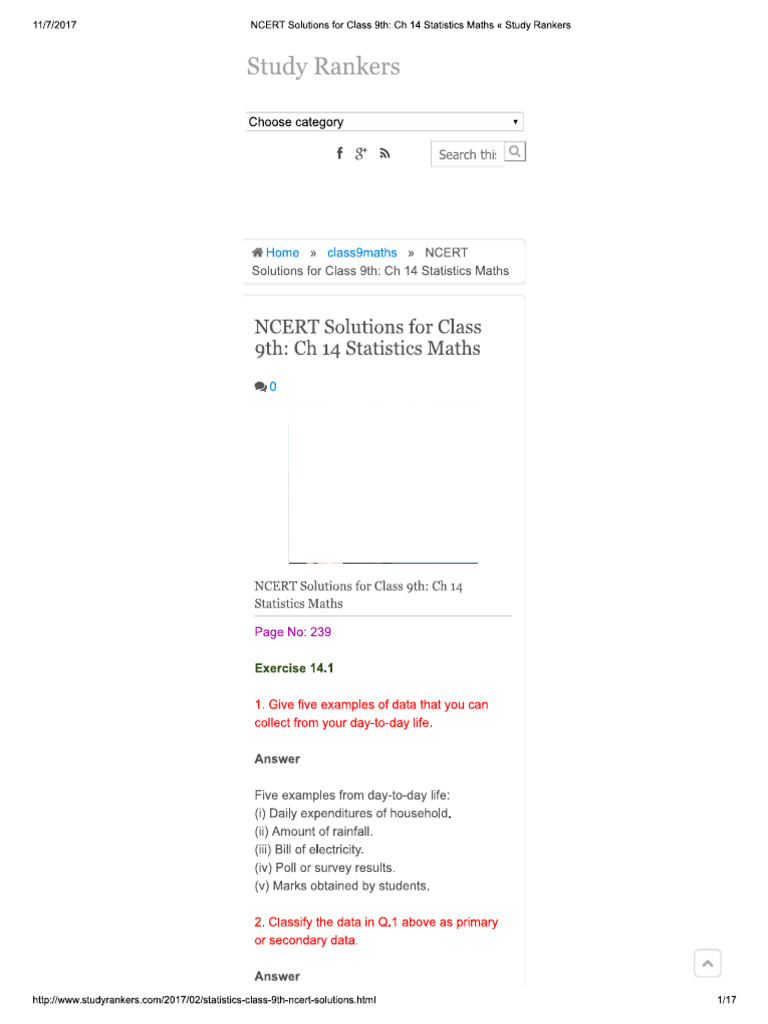 Ncert Statistics | PDF