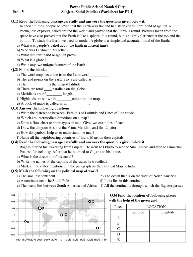PT-I Worksheets (SST and EVS) | PDF | Seed | Latitude