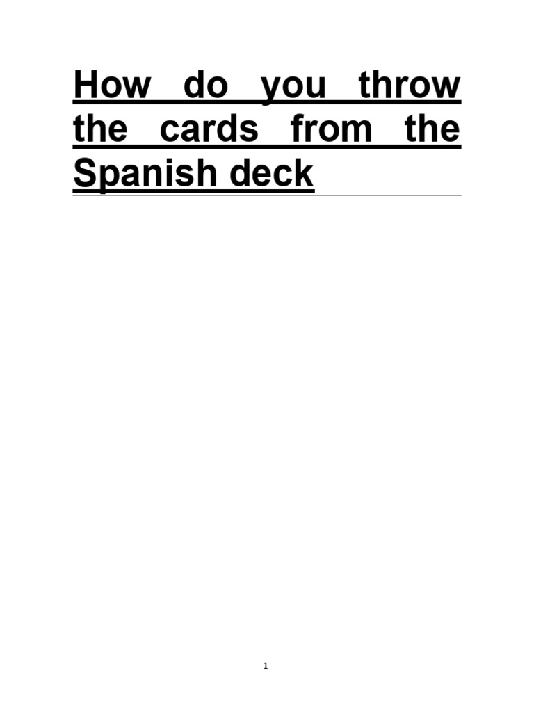 How To Play The Cards of The Spanish Deck | PDF | Playing Cards ...