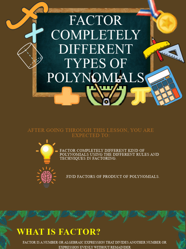 Factor Different Types of Polynomials | PDF | Finance & Money ...