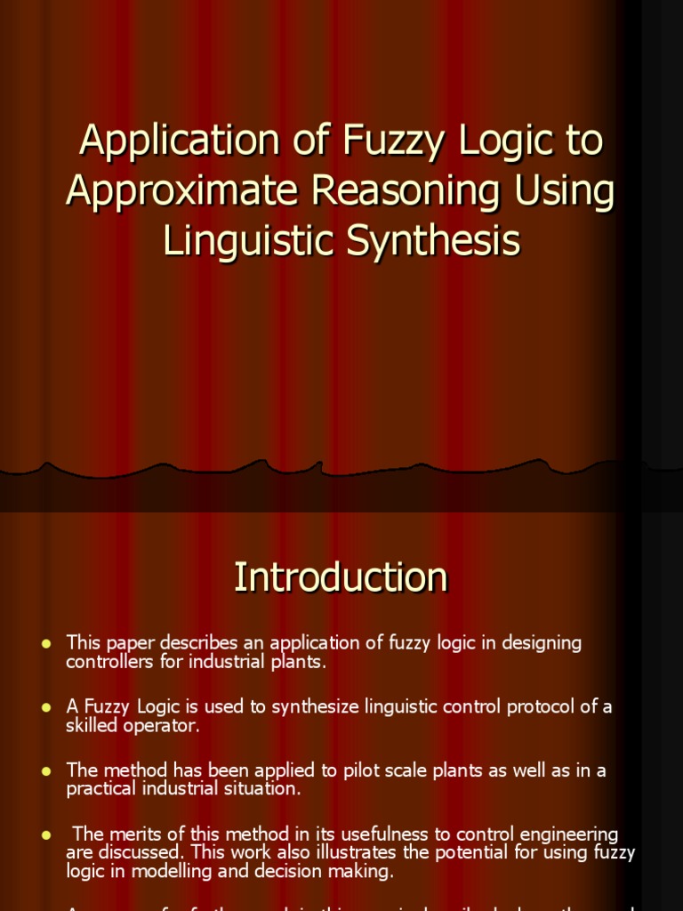 Application of Fuzzy Logic To Approximate Reasoning | PDF | Fuzzy Logic | Control System