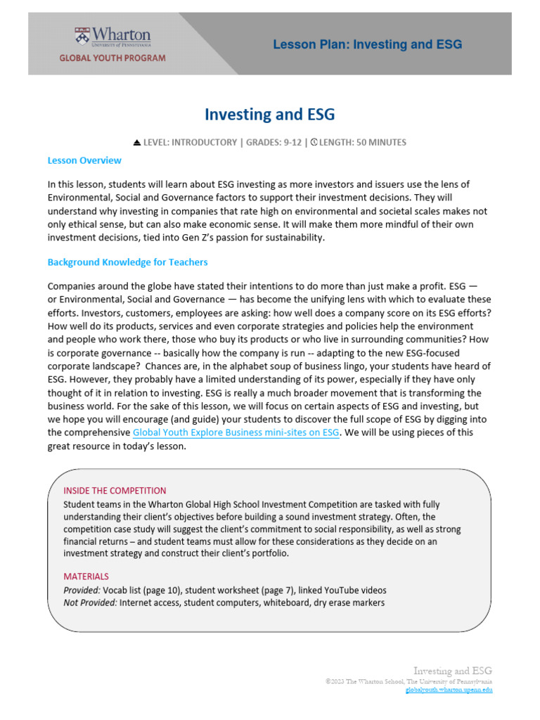 Unit 2.8-Investing and ESG | PDF | Investing | Sustainability
