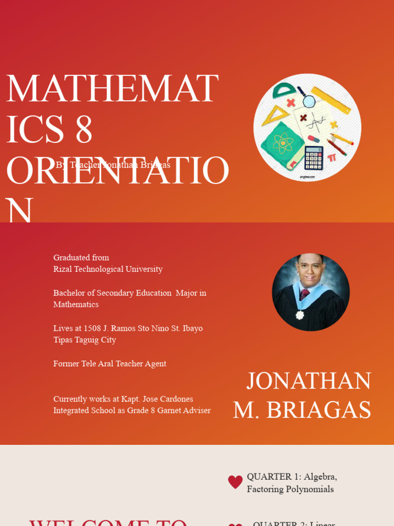 Grade 8 Math Orientation | Download Free PDF | Mathematics | Equations